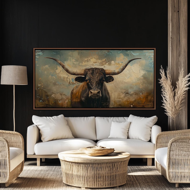 Longhorn Cow Wall Decor, Vintage Farmhouse Wall Art, Rustic Texas ...