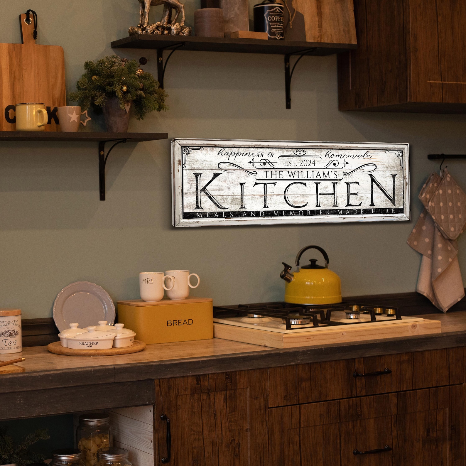 Custom Rustic Kitchen Sign, Personalized Family Name Kitchen Decor ...