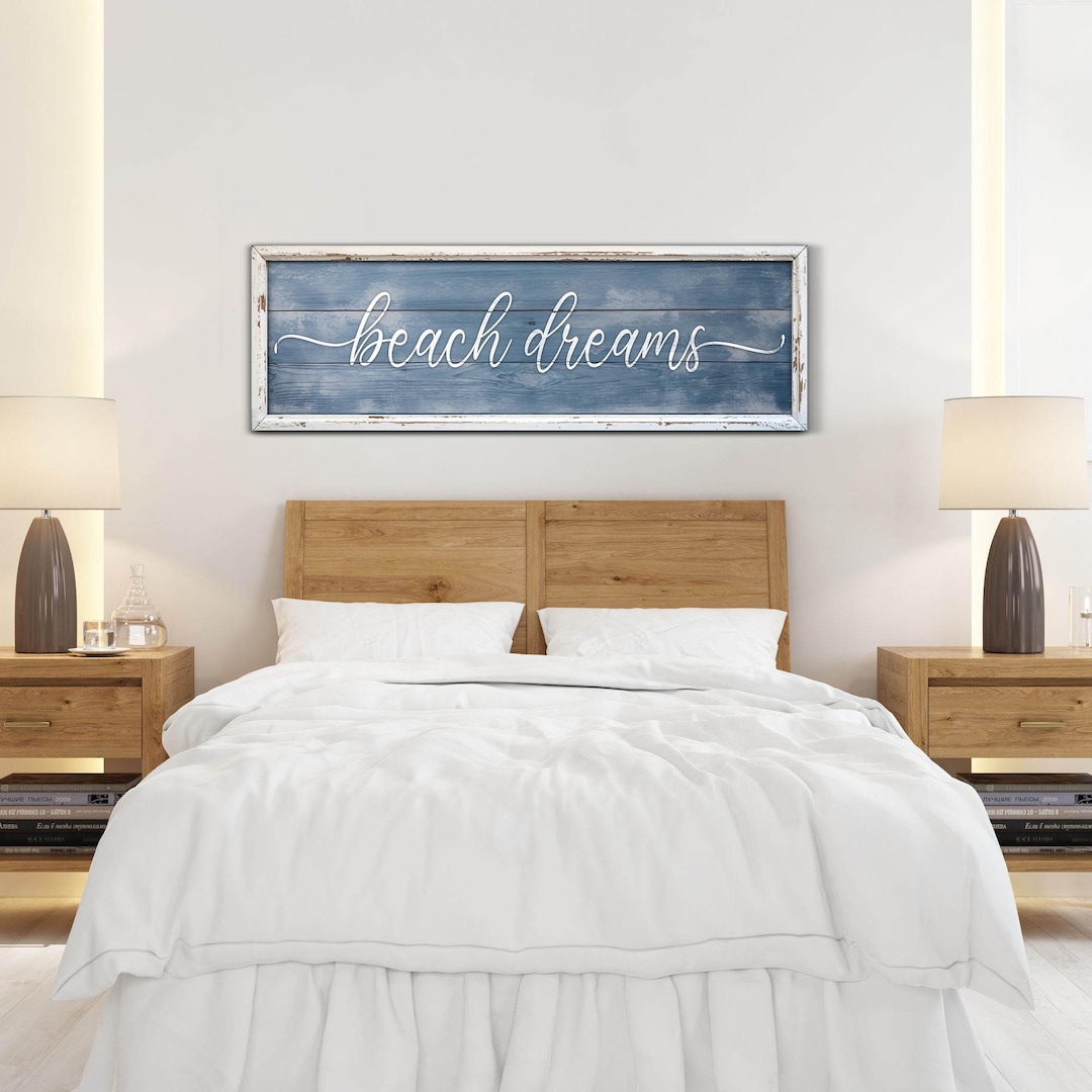 Beach Dreams Sign, Master Bedroom Wall Decor, Rustic Beach House Decor ...