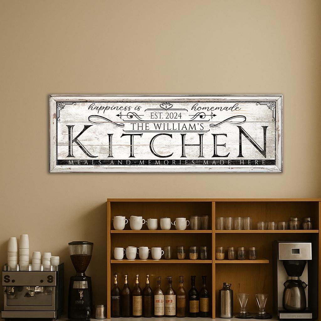 Custom Rustic Kitchen Sign, Personalized Family Name Kitchen Decor ...