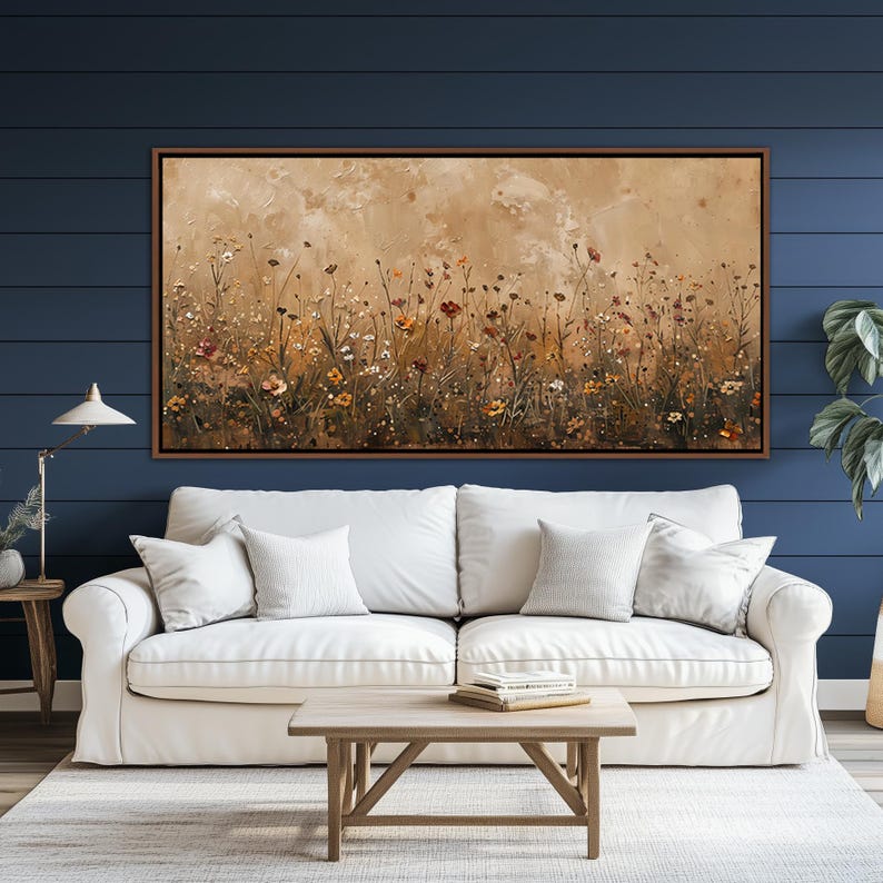 Wildflower Field Framed Wall Art, Abstract Botanical Landscape Sign ...
