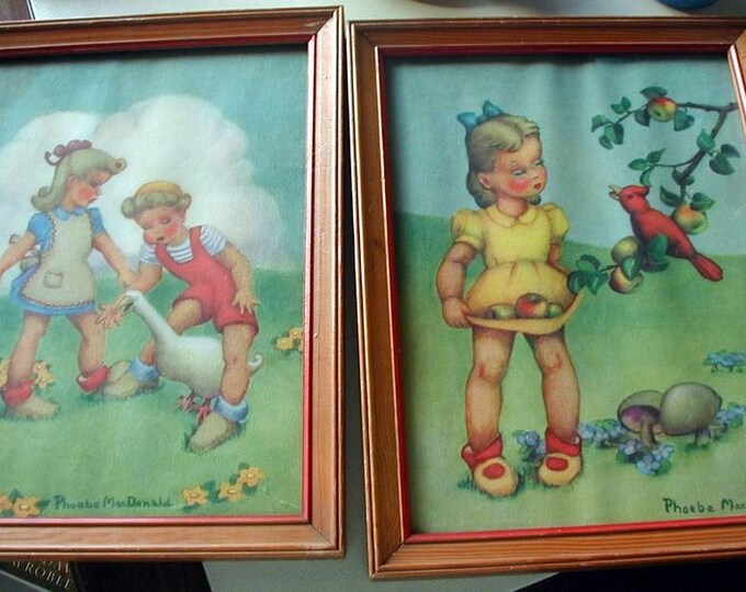 Two Framed Childrens Prints by Phoebe Macdonald. Adorable - Etsy