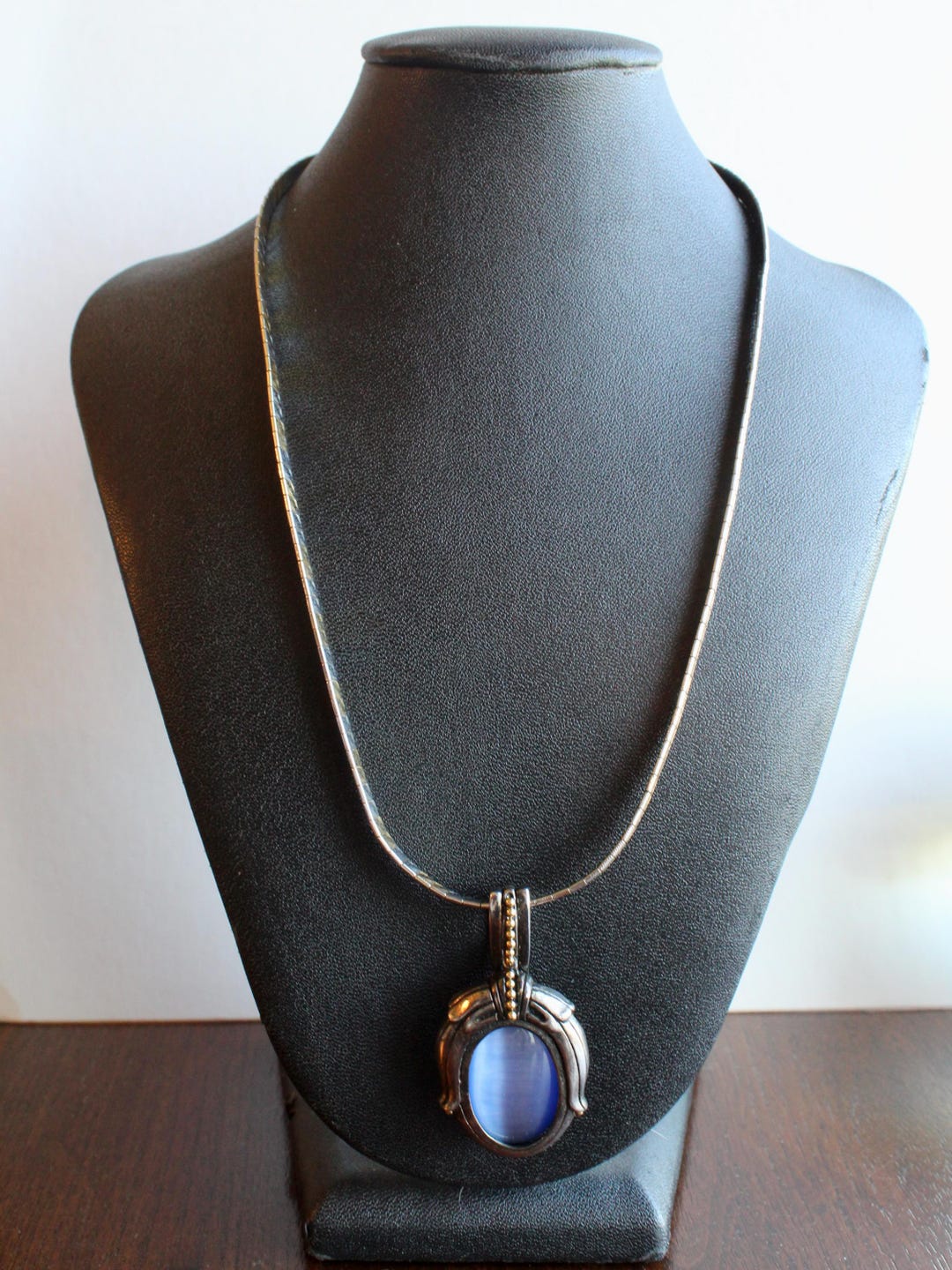 Vintage Interchangeable Stone Oval Pendant Necklace With Silver- and ...