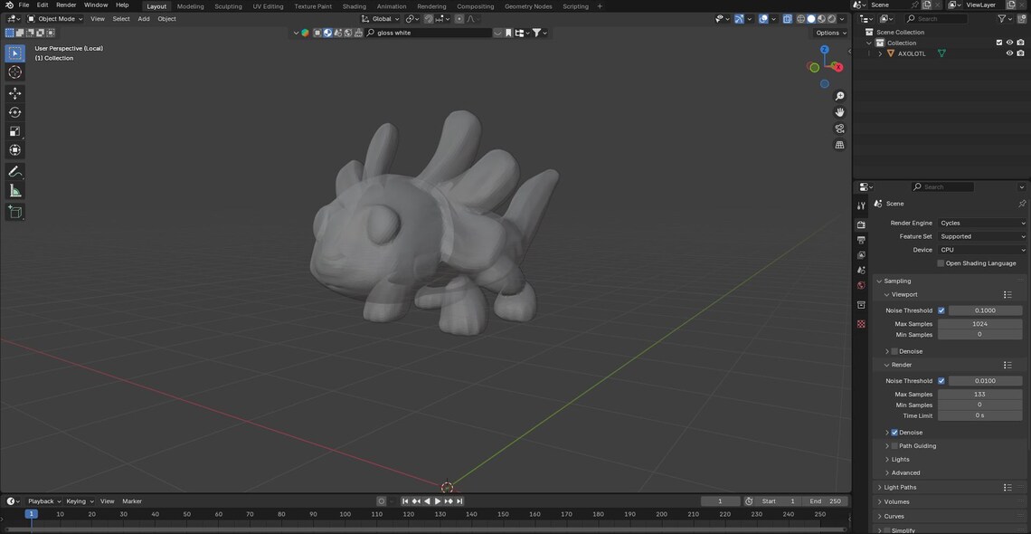 Cute Axolotl 3D Model STL File Ready for Printing - Etsy