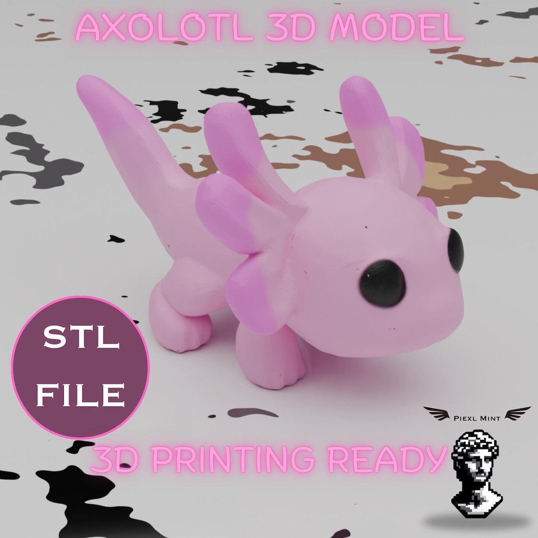 Cute Axolotl 3D Model STL File Ready for Printing - Etsy