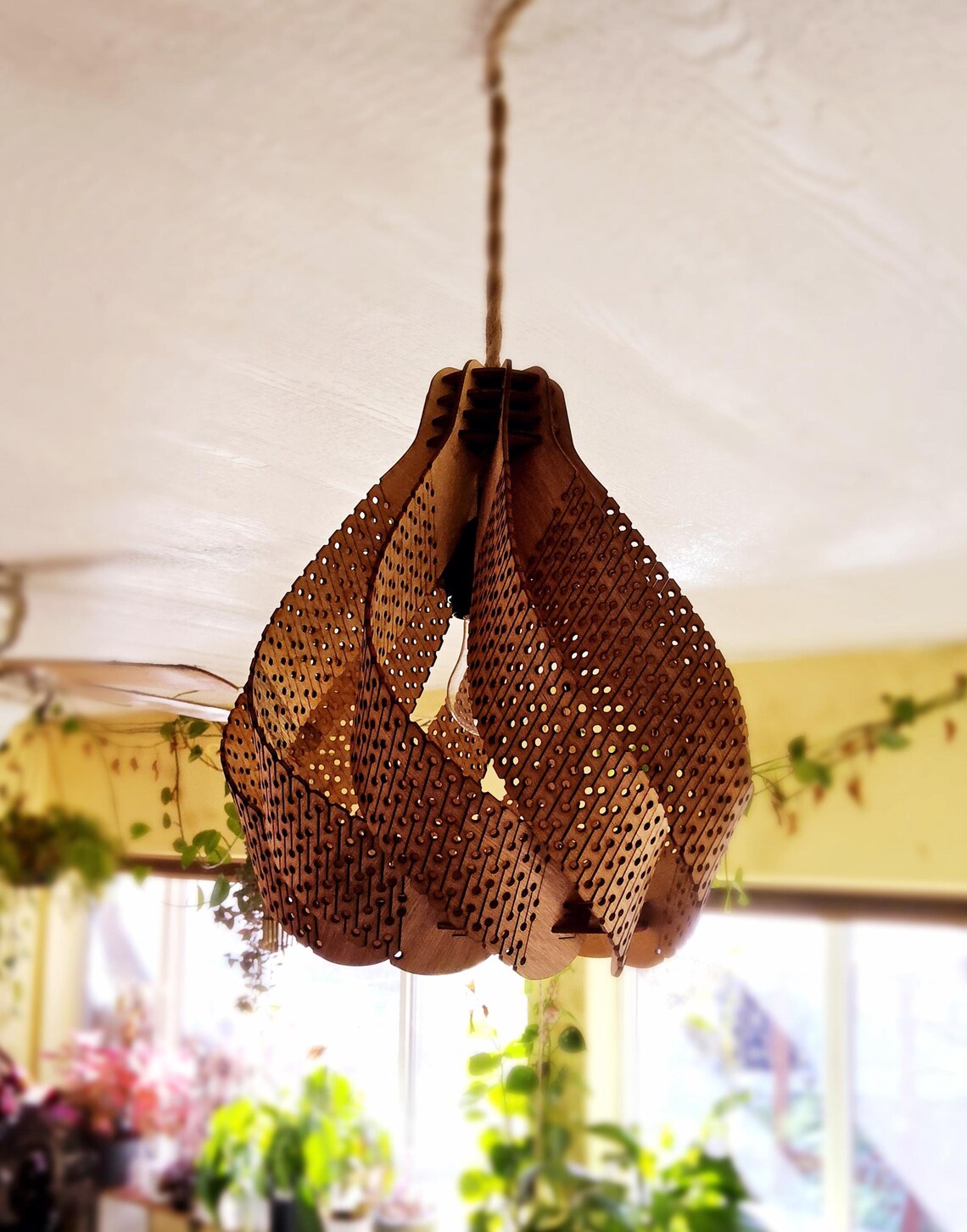 Handcrafted Wooden Helix Pendant Chandelier - Lamp - Light - Etsy