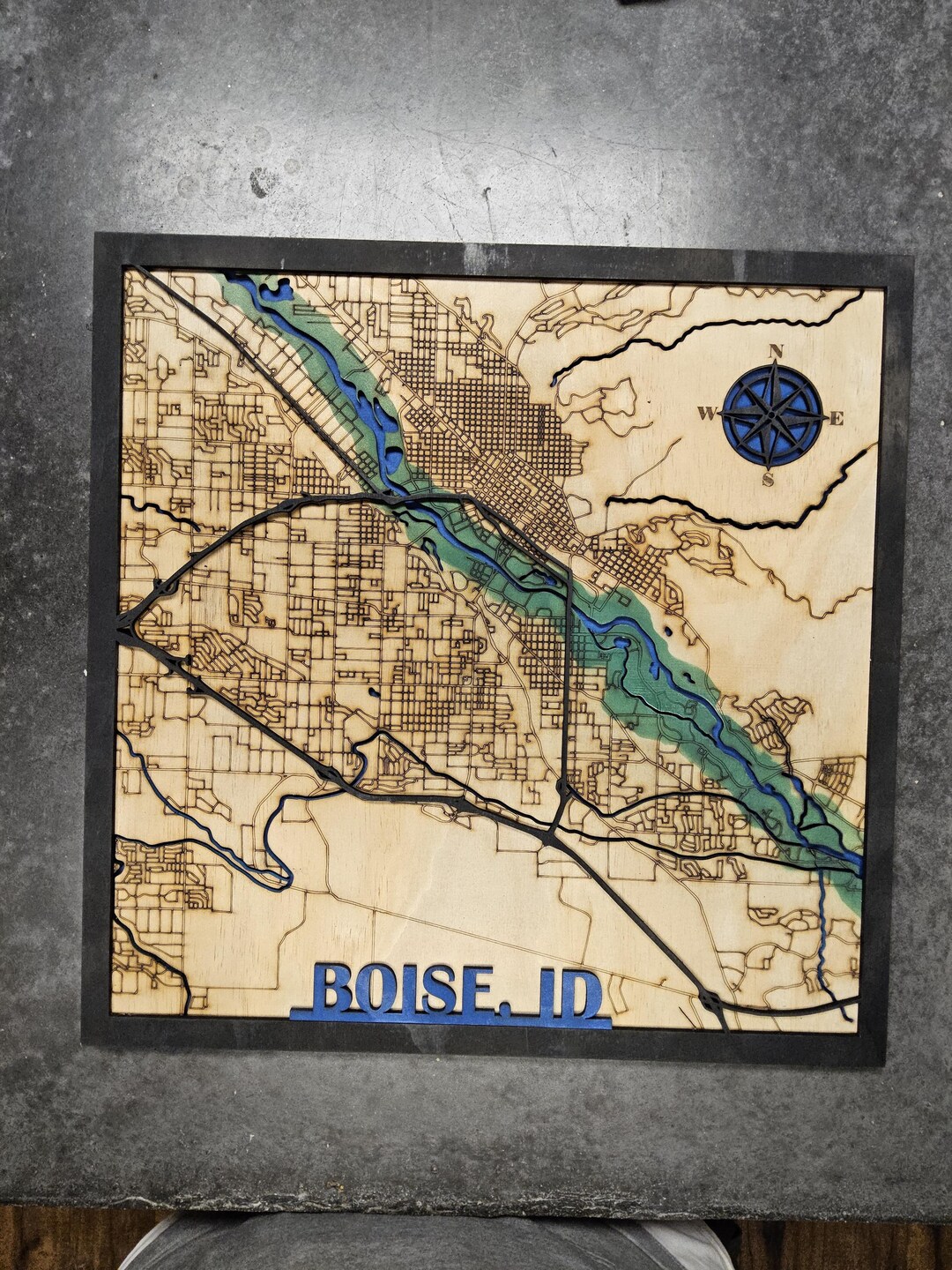 Boise, Idaho Laser-cut Wooden Map - Intricate City Artwork With River ...
