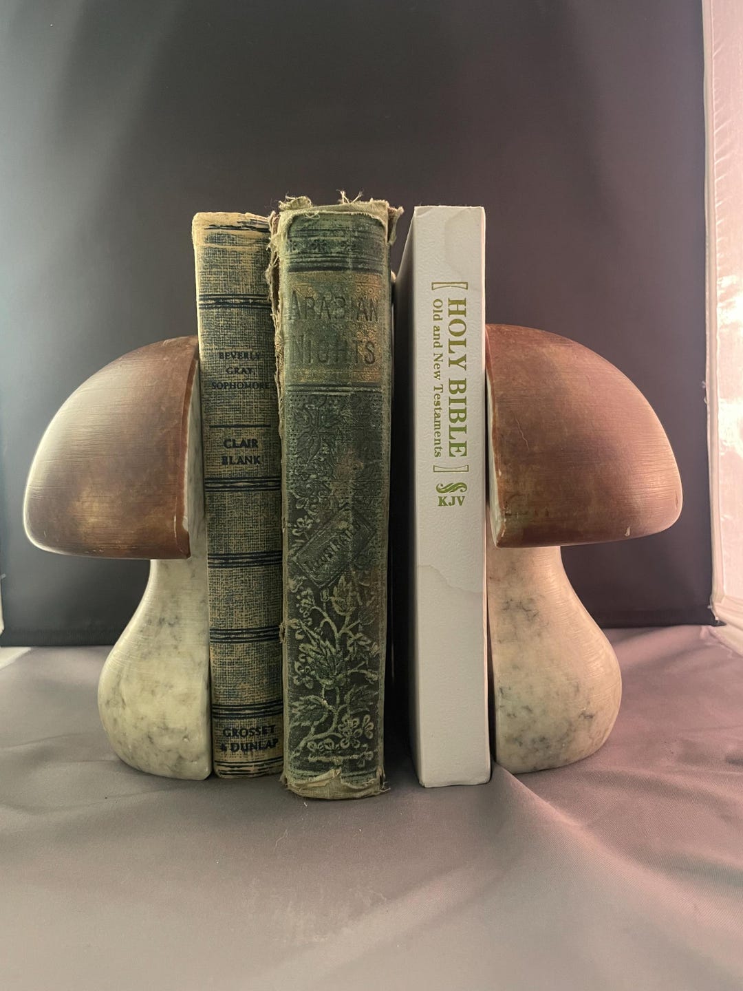 MCM Mushroom Genuine Alabaster Bookends - Etsy