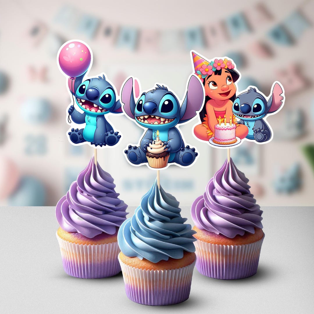 Stitch Cupcake Toppers Printable, Lilo & Stitch Party Deco, Cake ...