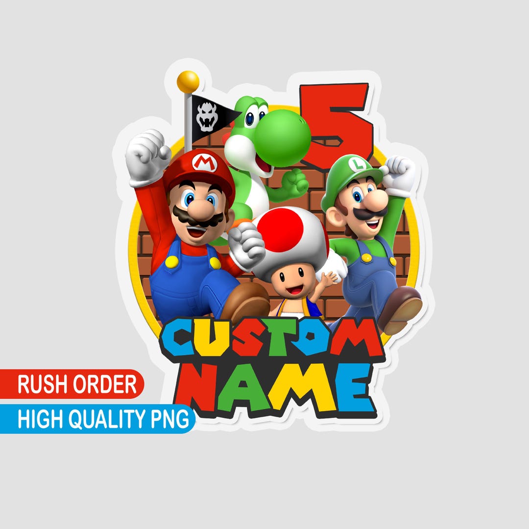 Super Mario Cake Topper, Personalized Mario Bros Cupcake Topper, Mario ...