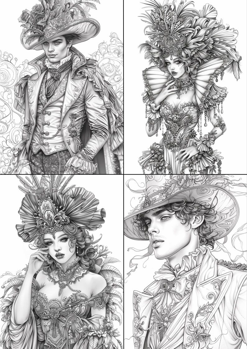 Masquerade Magic: Adult Coloring Page PDF | Elegant Masquerade ...