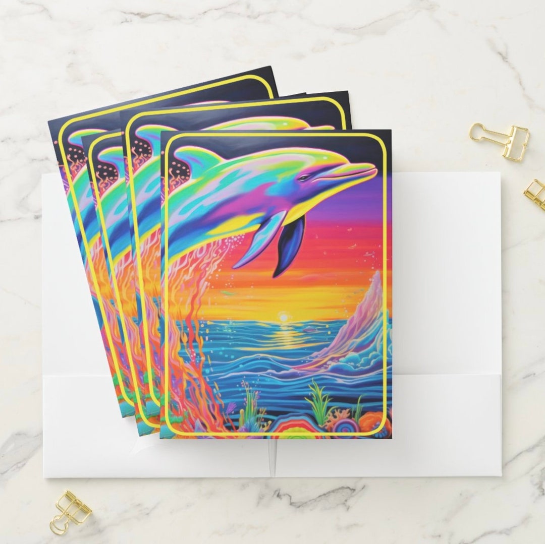Lisa Frank inspired Retro Neon Abstract Pocket Folders Set of 5 ...