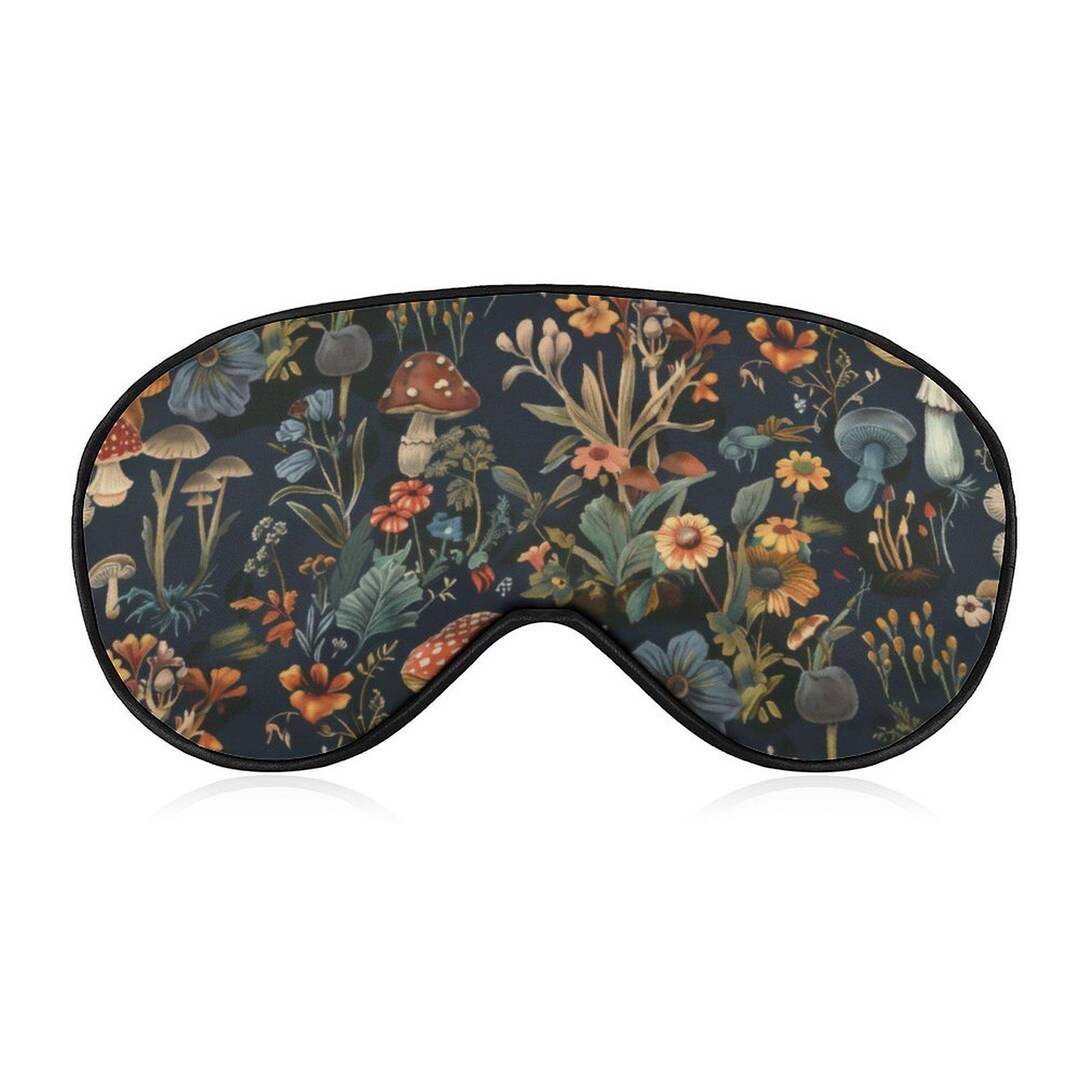 Cottagecore Mushroom & Wildflowers Sleep Eye Mask Dark Academia ...