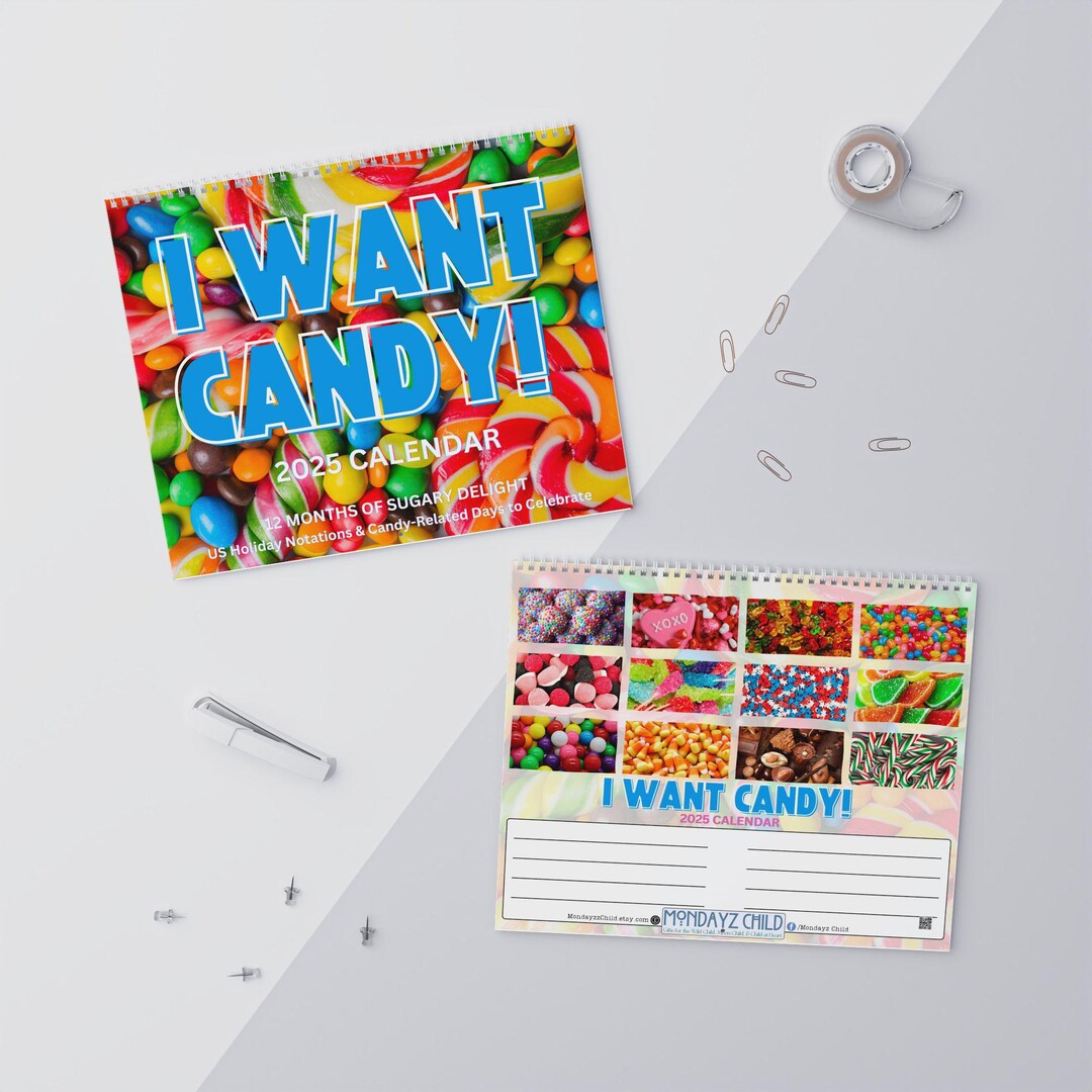 Candy Wall Calendar, 2025 Desk Calendar, Sweet Tooth Gift, Fun 12 Month ...