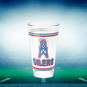 Houston Oilers Throwback Oil Derrick 16oz Mixing Glass, Pint Glass ...
