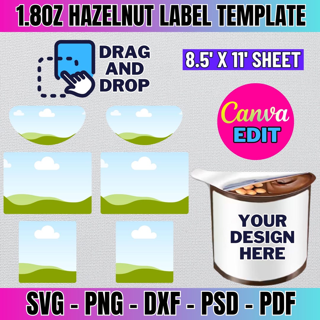 1.8oz Hazelnut Treat Label Template, Hazelnut Cocoa Spread & Biscuit ...