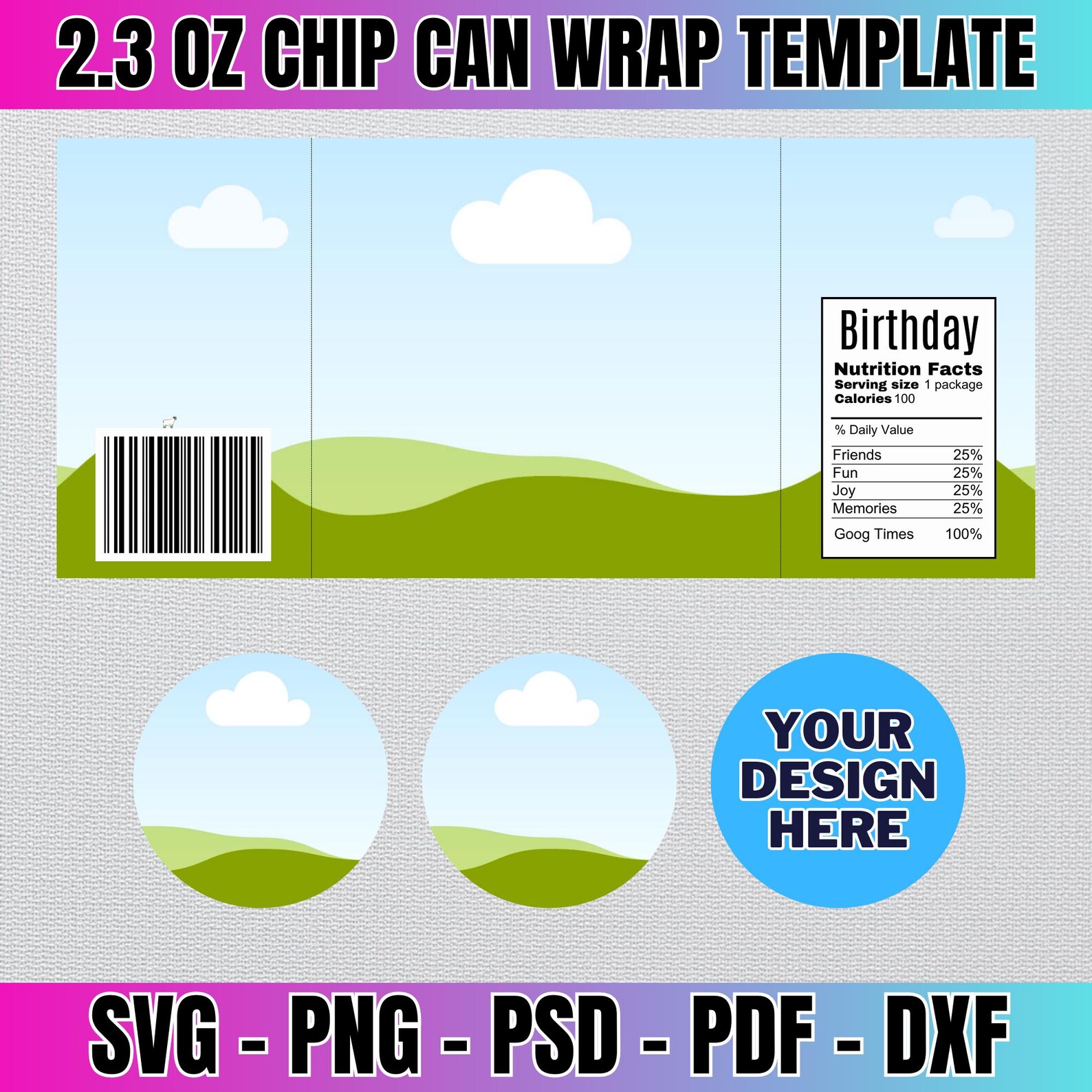 Pringles 2.3 Oz Labels Template, Pringles Template, Canva Editable ...
