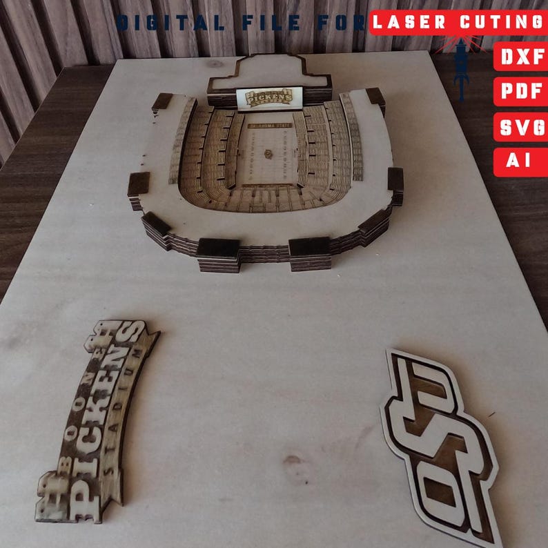 College Football Stadium Laser-cut File | SVG DXF PDF | Multilayer ...