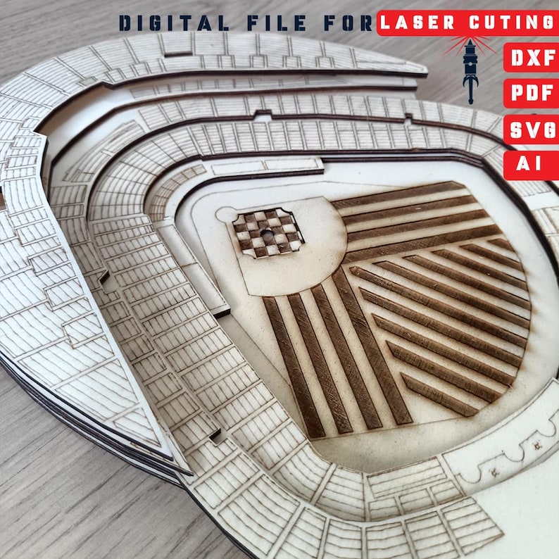 Kauffman Stadium Laser Cut File | SVG DXF PDF Ai | Multilayer 3D ...