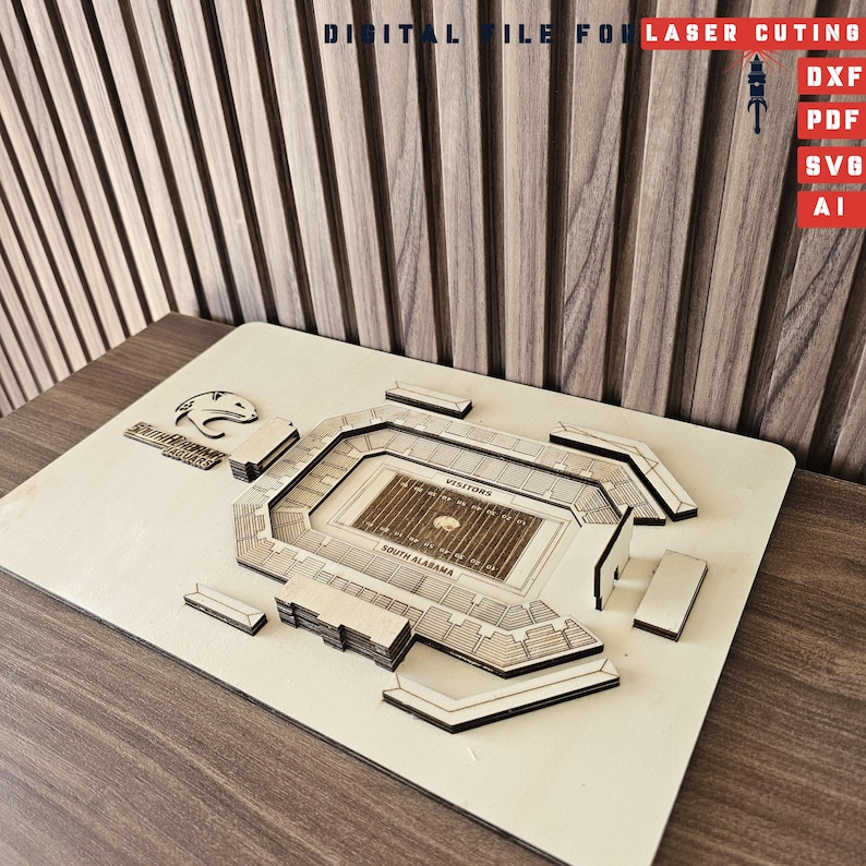 3D Football Stadium Laser Cut Files: 5-stadium Bundle (SVG DXF PDF) - Etsy