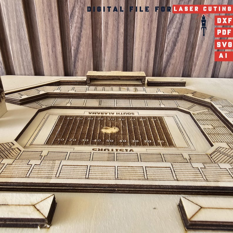 South Alabama Football Stadium Laser Cut File: 3D Multilayer Design ...
