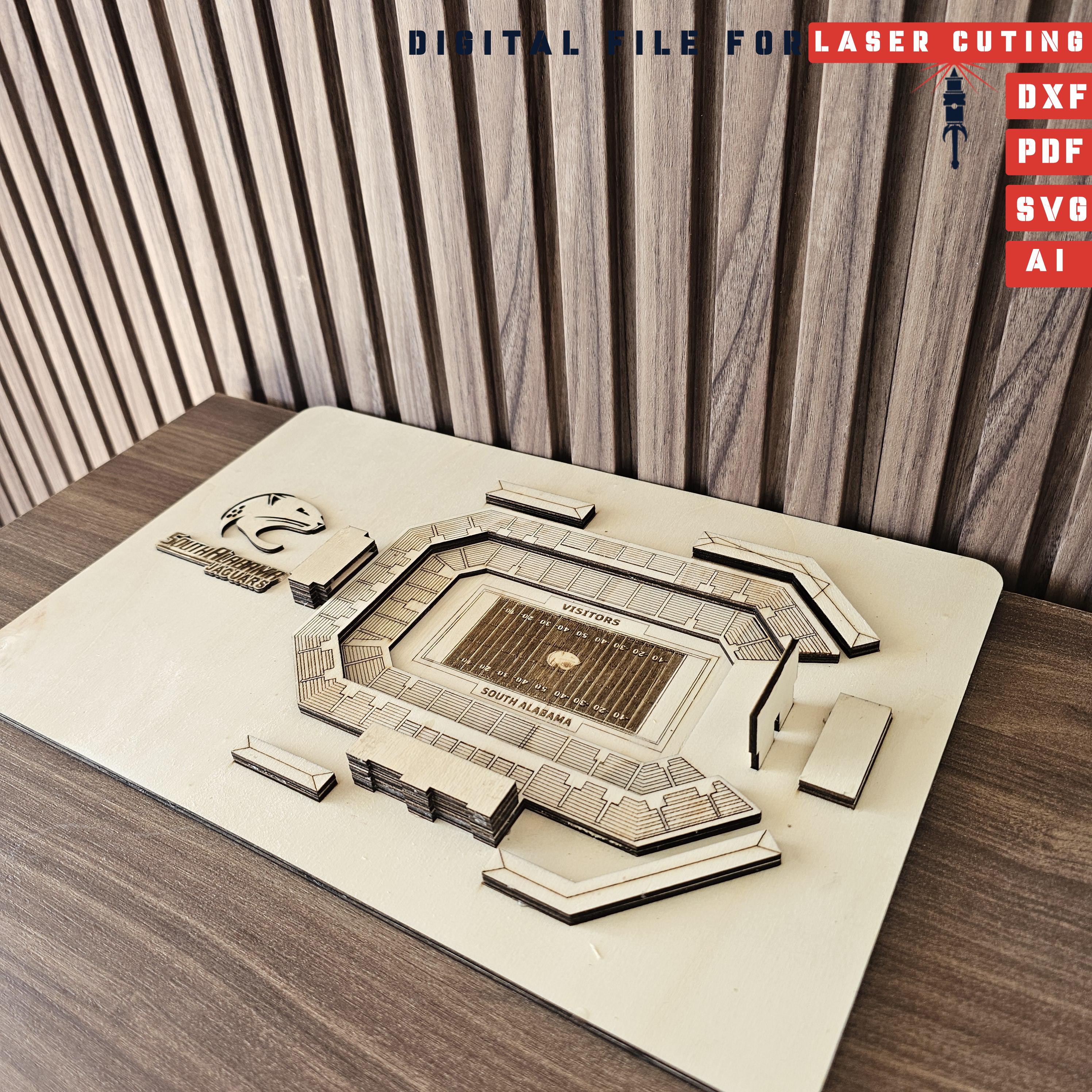 South Alabama Football Stadium Laser Cut File: 3D Multilayer Design ...