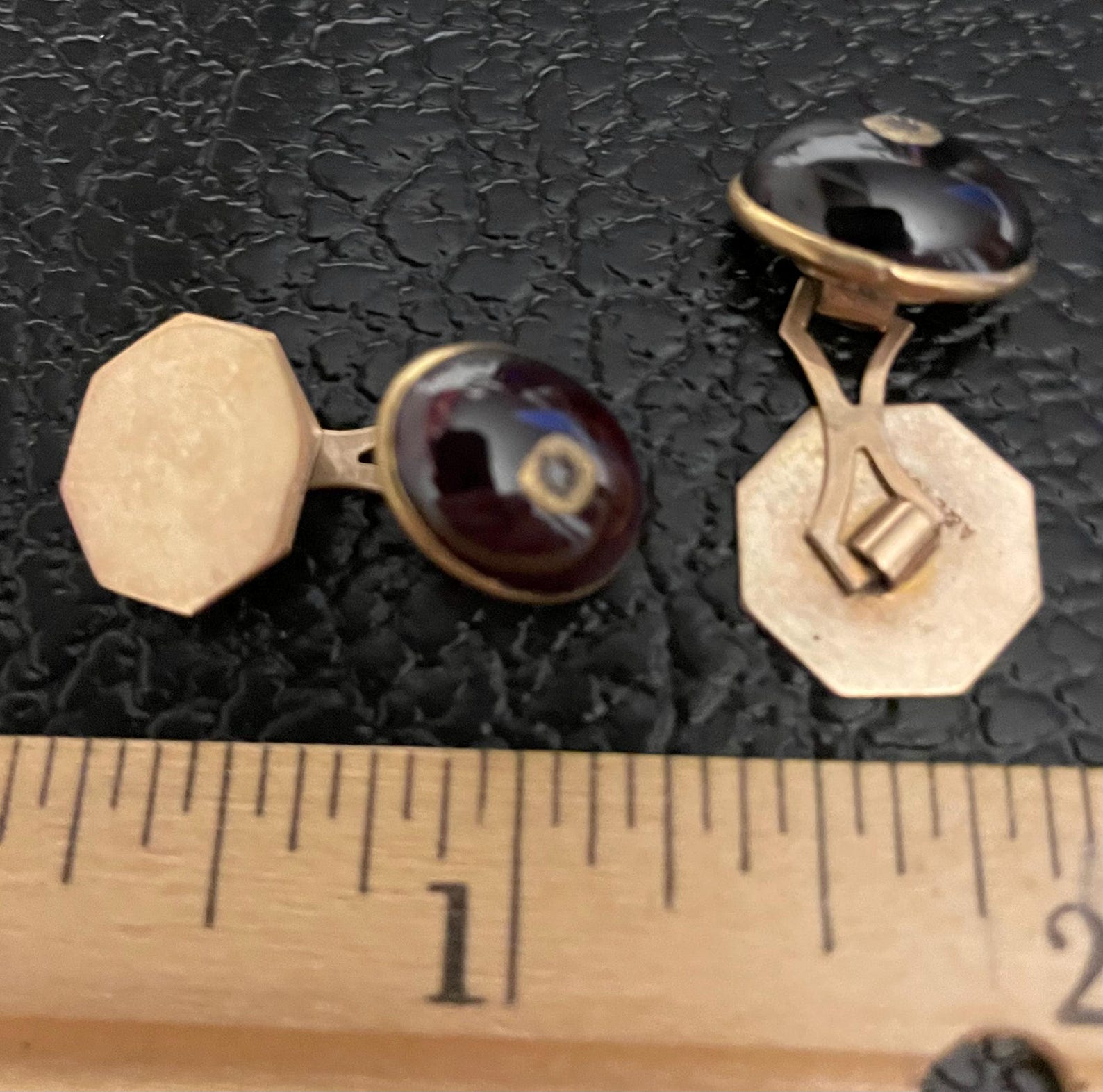 Classy Oval Garnet in 10k Gold. Connects to Blank Gold Disc no Monogram ...