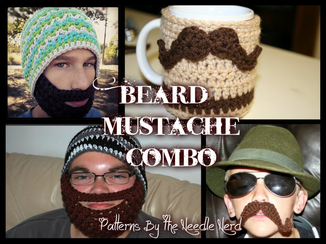 5 Pack- Beard & Mustache Combo PDF Pattern Pack - Instant Download - Etsy