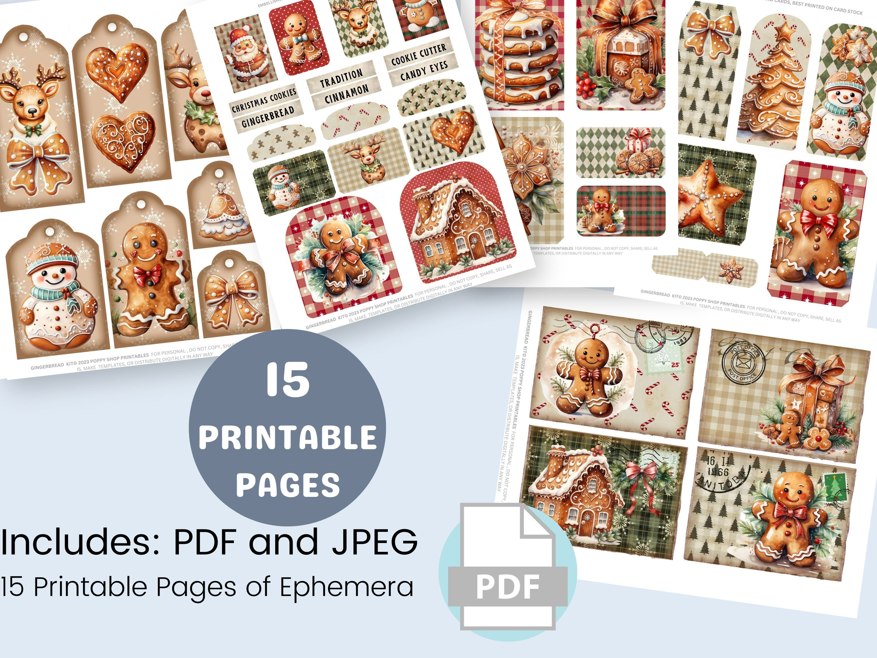 Gingerbread Cookie Ephemera, Christmas Cookies, Gingerbread Boy, Junk ...