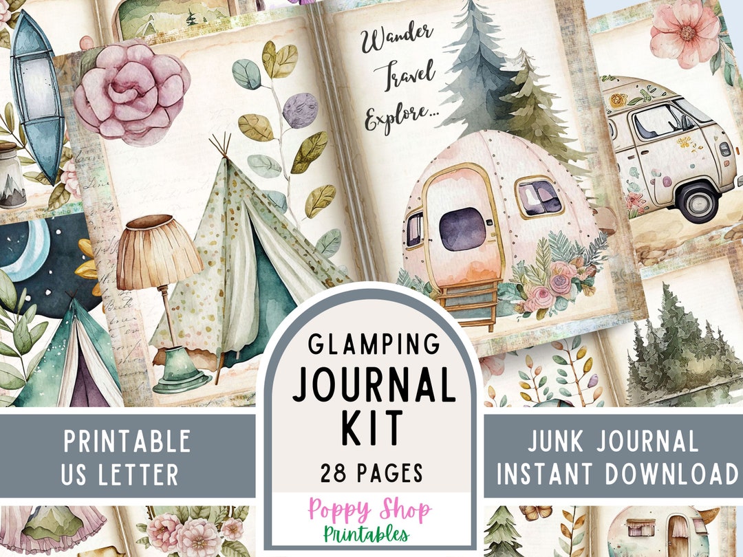 Camping, Junk Journal Kit, Glamping, Travel, Journal Pages, Junk ...