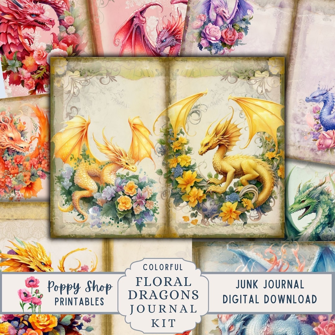 Dragon Junk Journal Kit, Fantasy, Dragon, Vintage, Junk Journal ...