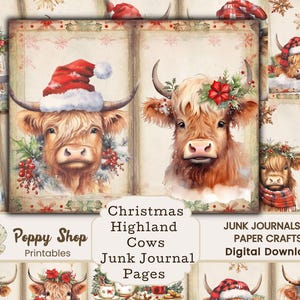 Highland Cow Christmas Junk Journal Kit, Highland Cow, Country ...