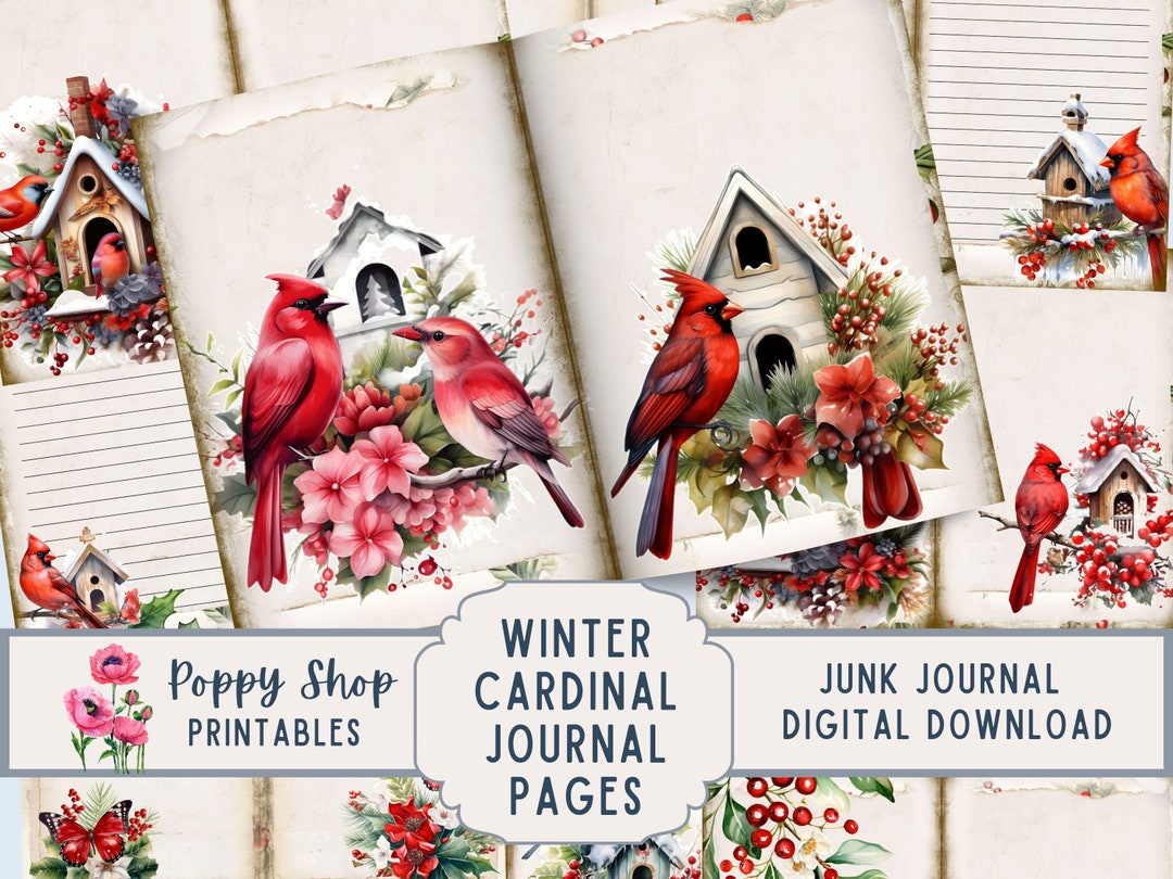 Cardinal Journal Pages, Winter Cardinal, Christmas, Printable Journal ...