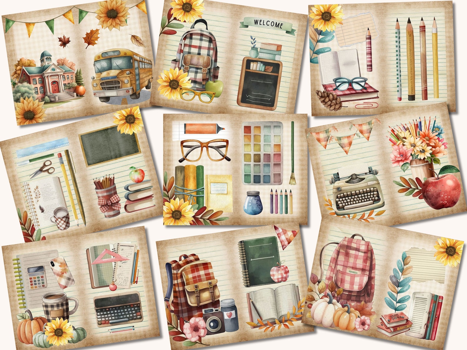Back to School Junk Journal Kit, Teacher, Vintage, School, Fall ...