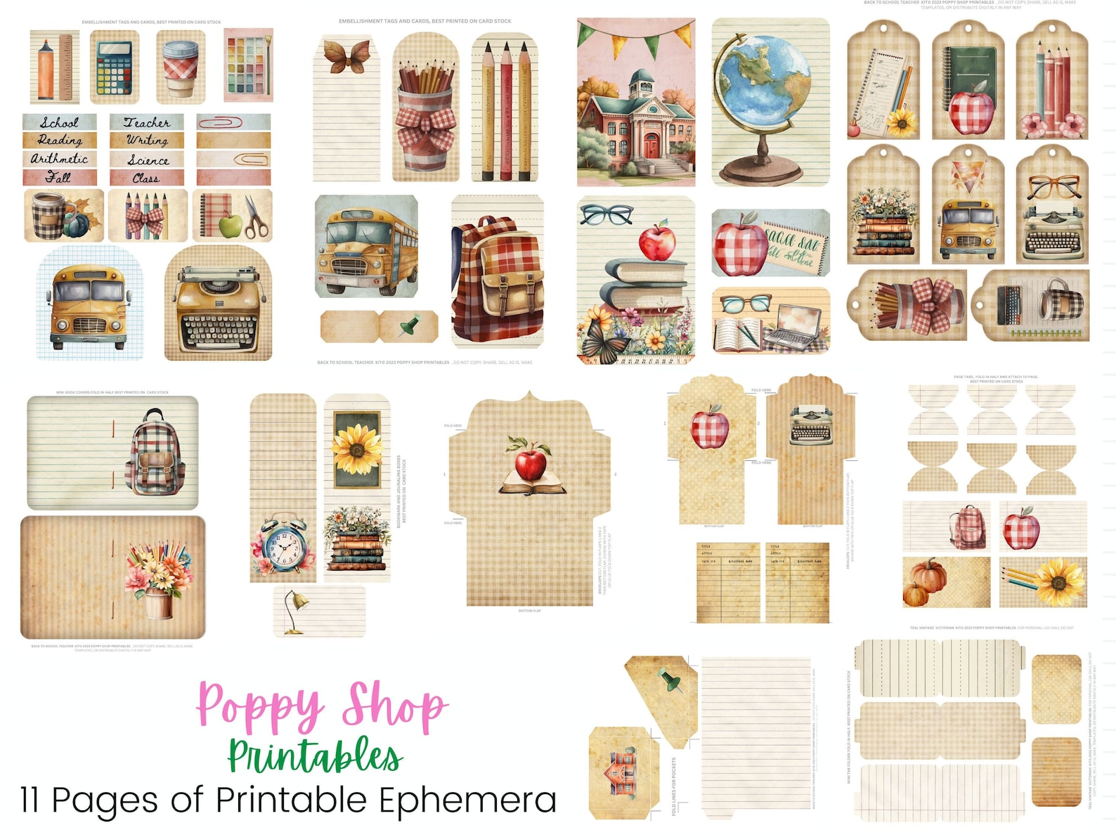 Back to School Junk Journal Kit, Teacher, Vintage, School, Fall ...