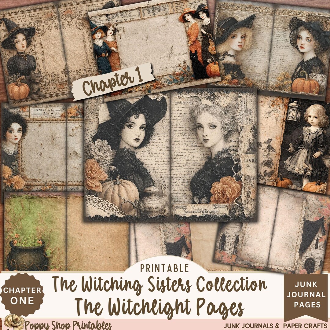 Vintage Witch Junk Journal, Halloween Printable Papers, Cottagecore ...