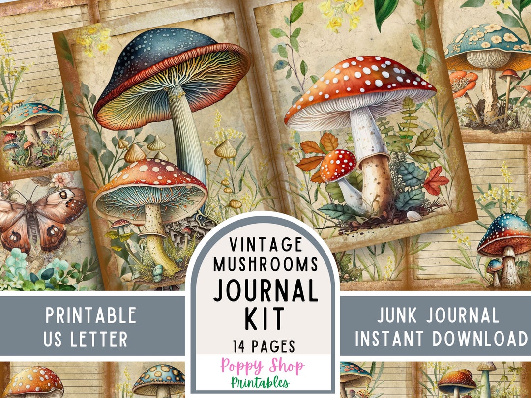 Mushroom Junk Journal Pages and Ephemera Kit, Vintage Nature Papers ...
