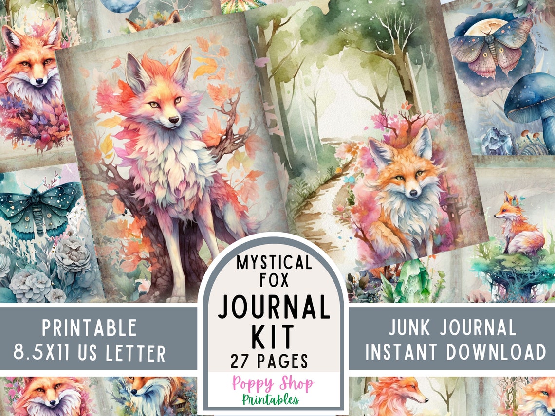 Mystical Fox Junk Journal Kit, Whimsical, Forest, Fantasy, Fox, Journal ...