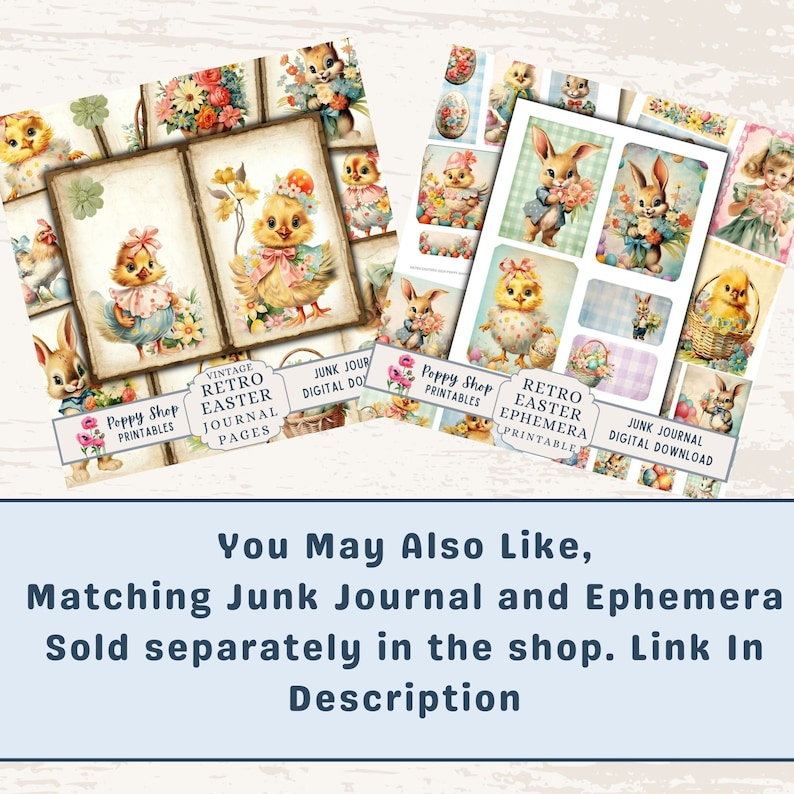 Retro Spring Chickens Easter Junk Journal Folio, Folding Pocket Folder ...