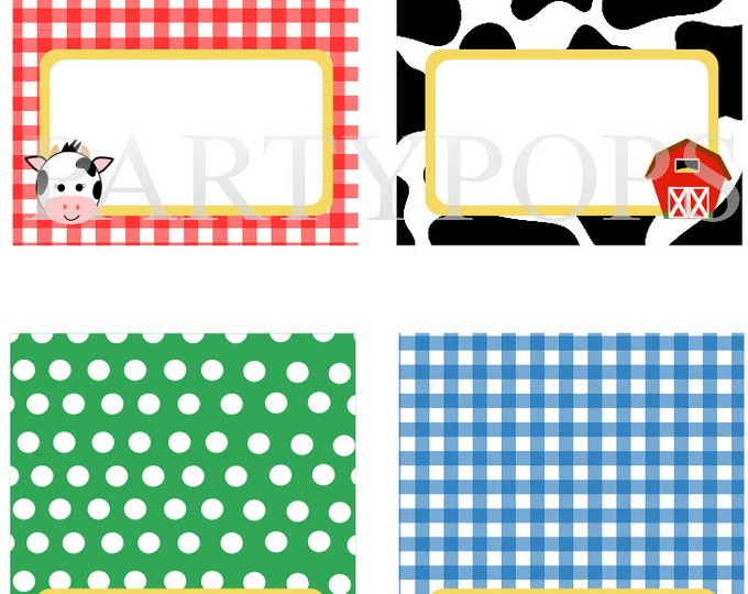 Diy Farm Party Food Label, Name Place Card, Tabel Tent Card, Farm ...