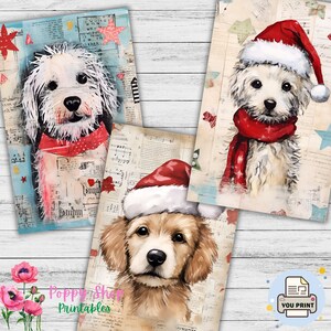 Christmas Dogs Junk Journal Half Page Papers, Puppy, Santa, Printable ...