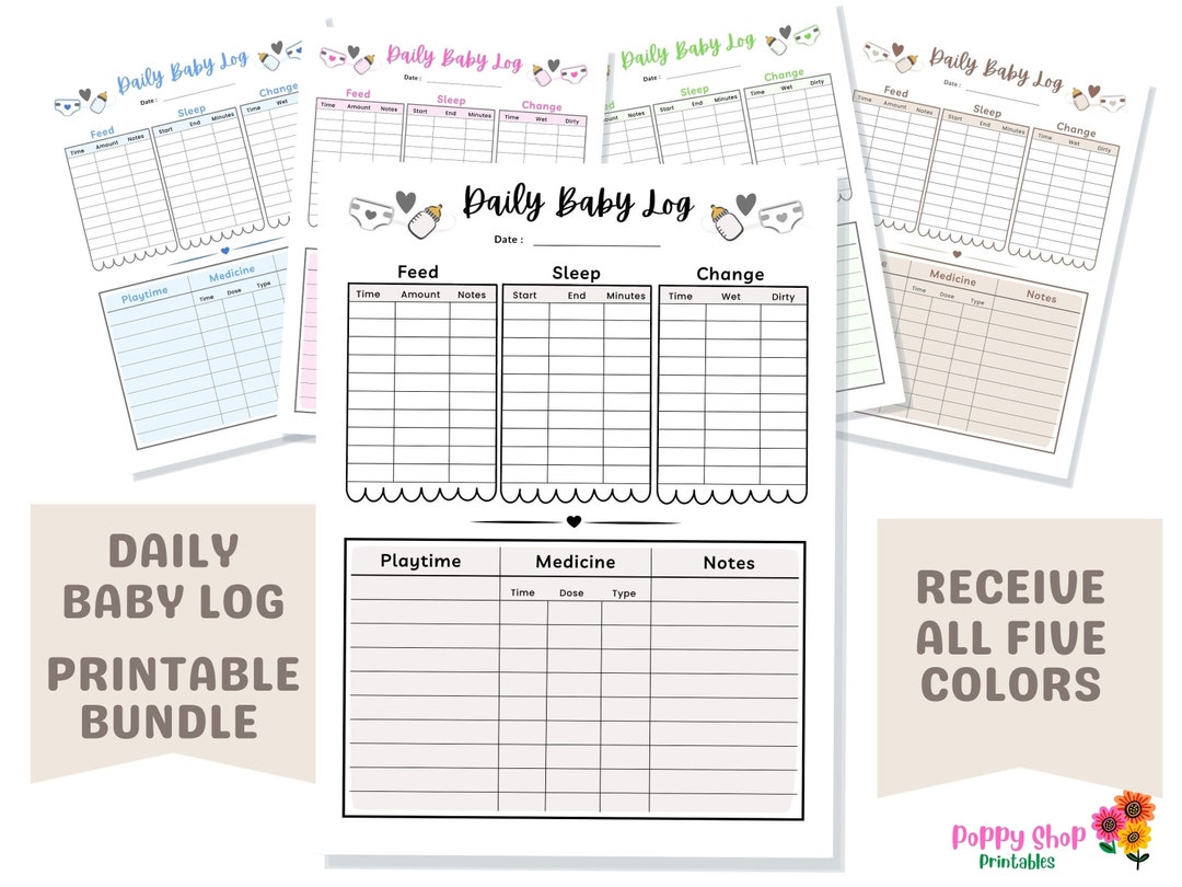 Daily Baby Log, Bundle, Printable Baby Log, Instant Download, Printable ...