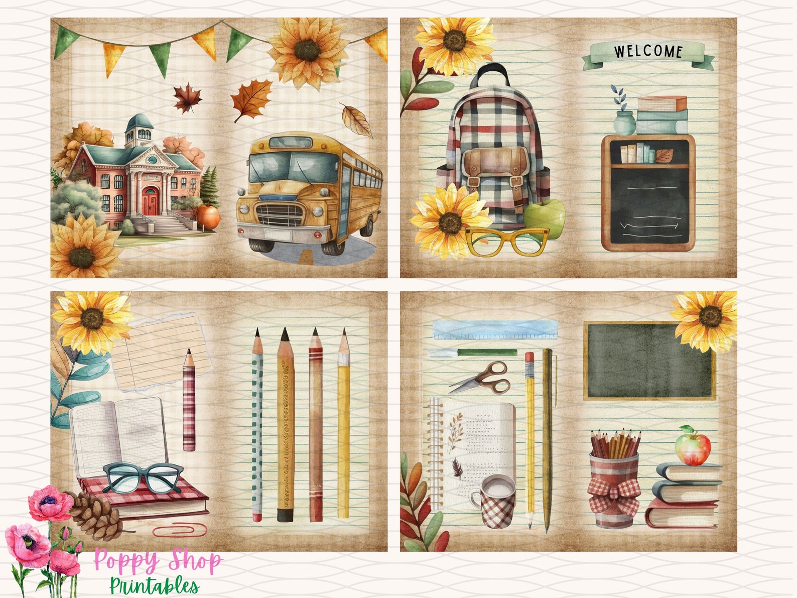 Back to School Junk Journal Kit, Teacher, Vintage, School, Fall ...