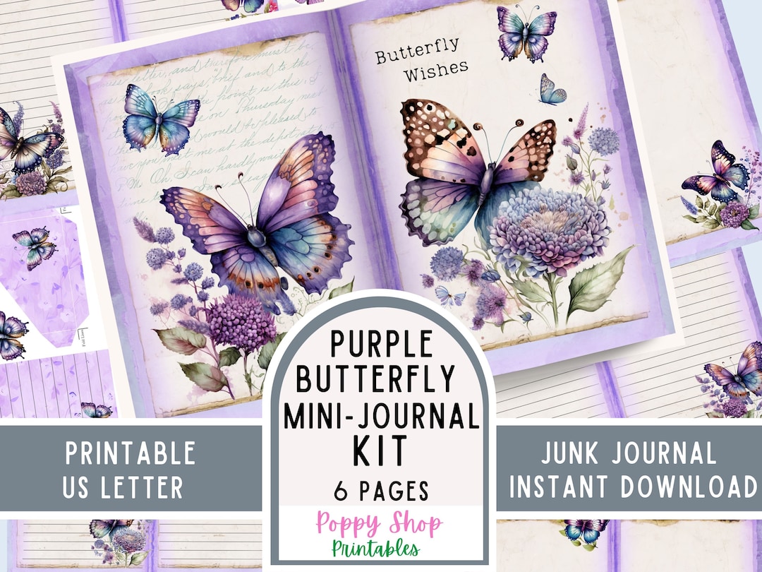 Butterfly Journal Pages, Printable Journal Pages, Lined Journal Pages ...