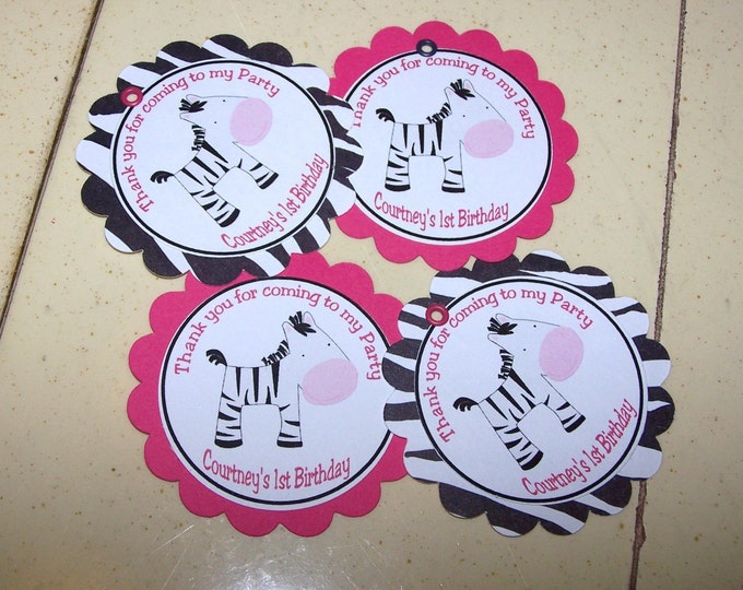Hot Pink and Zebra Party Favor Tags and Bags - Etsy