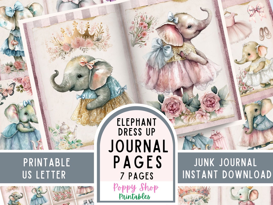 Elephant Junk Journal, Elephant, Junk Journal Pages, Vintage Elephant ...