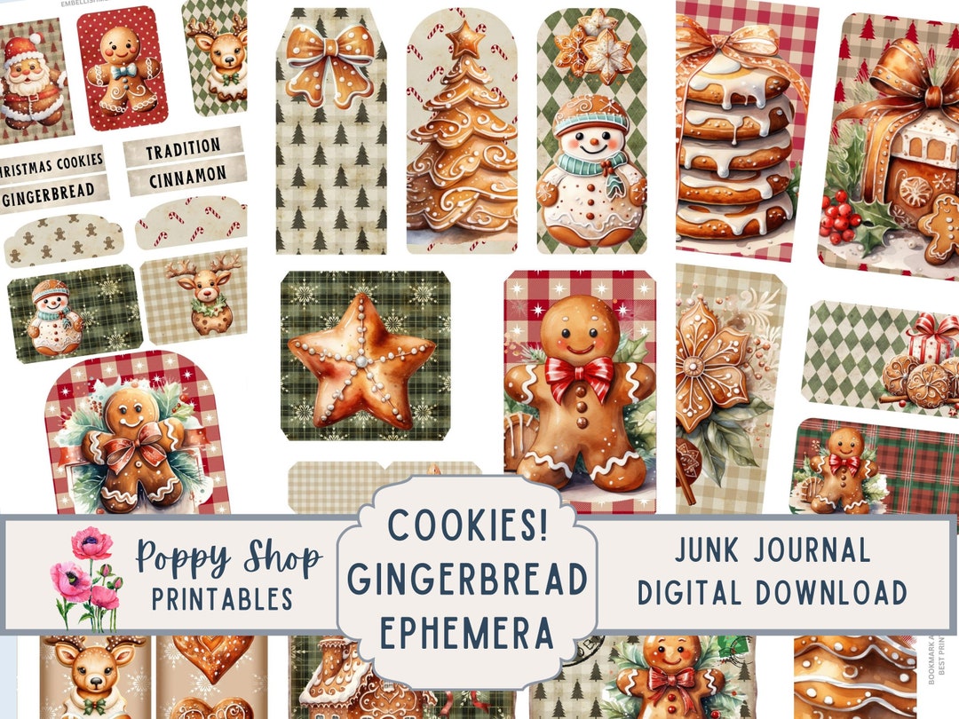 Gingerbread Cookie Ephemera, Christmas Cookies, Gingerbread Boy, Junk ...