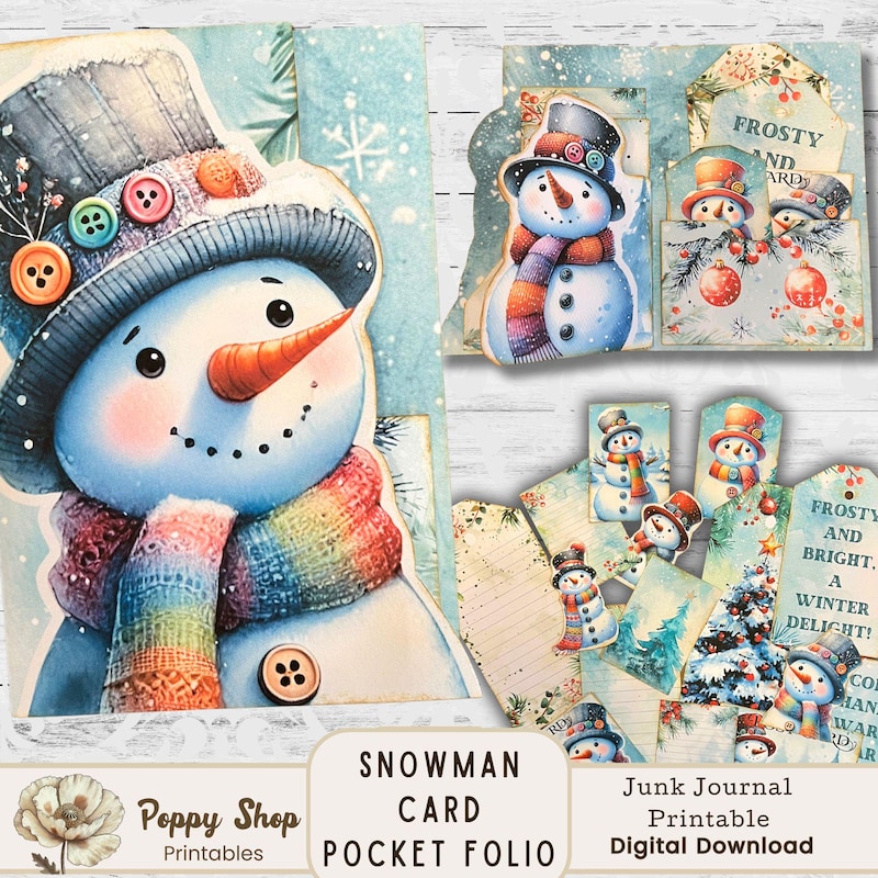 Snowman Card - Etsy