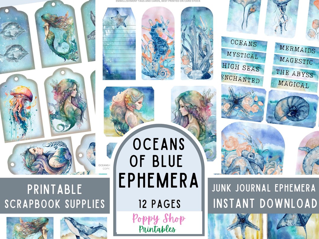 Ocean Ephemera,junk Journal, Sea Life, Under the Sea, Mermaid, Ephemera ...