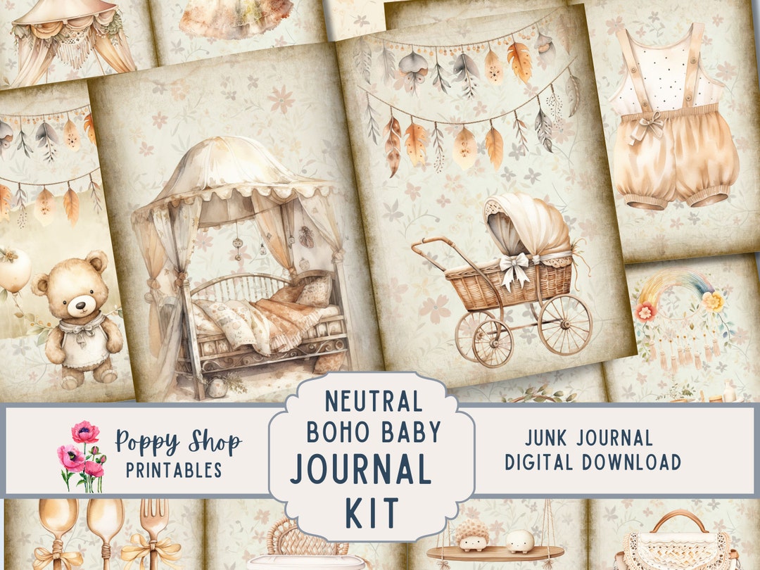 Boho Baby Junk Journal Kit, Neutral Baby Printable Keepsake Book ...
